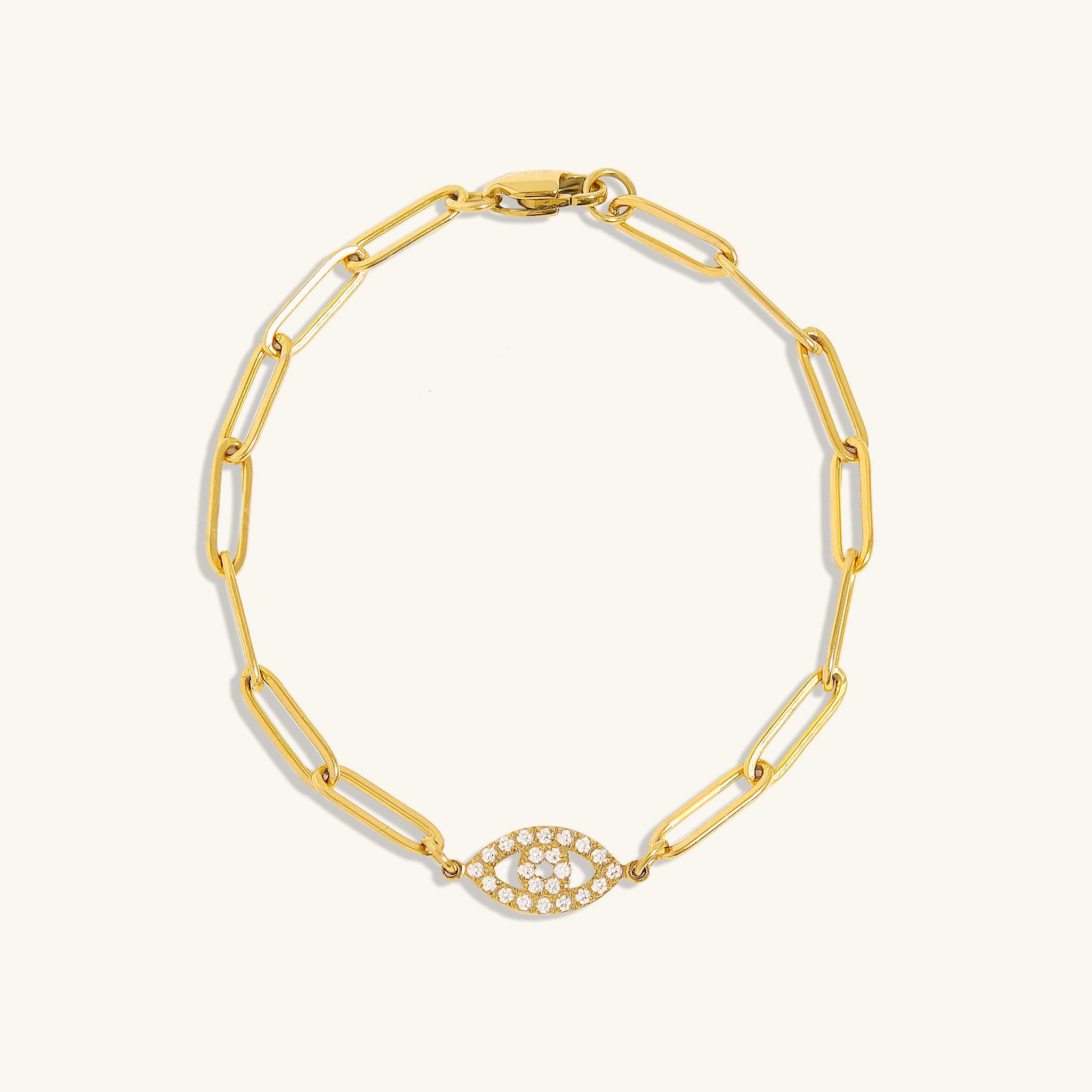 18K Gold "Evil Eye" Paperclip Chain Bracelet – Charmed Candles